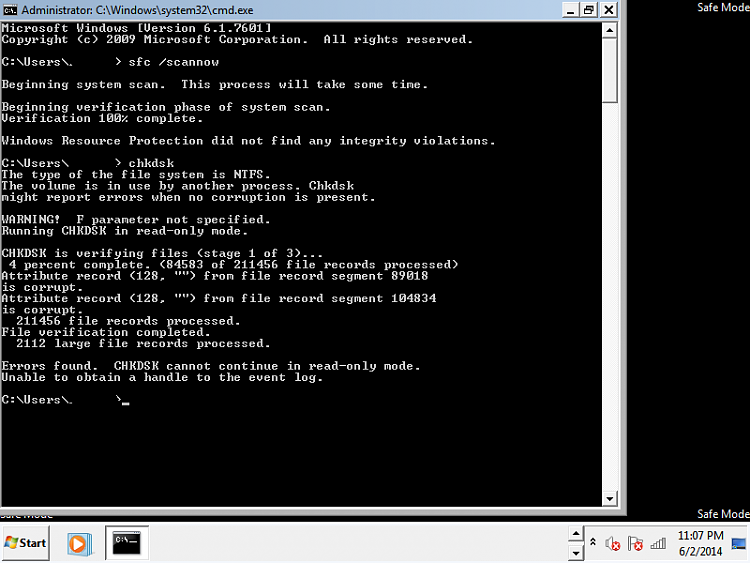 Corrupt message on chkdsk. - Windows 7 Help Forums Corrupt message on chkdsk. - Windows 7 Help Forums