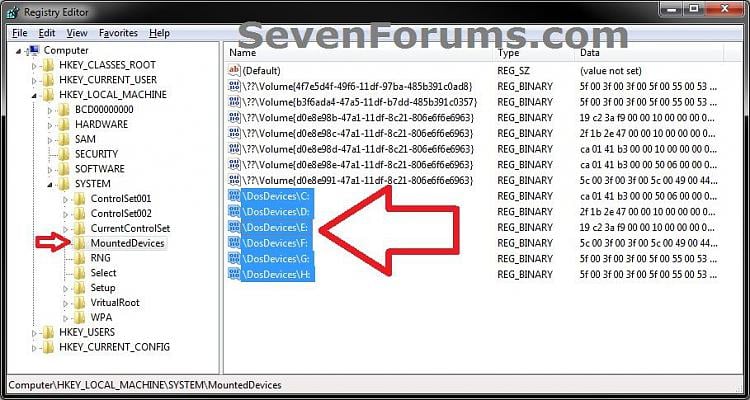 To Change or Remove Drive Letter Manually in Registry Editor To Change or Remove Drive Letter Manually in Registry Editor