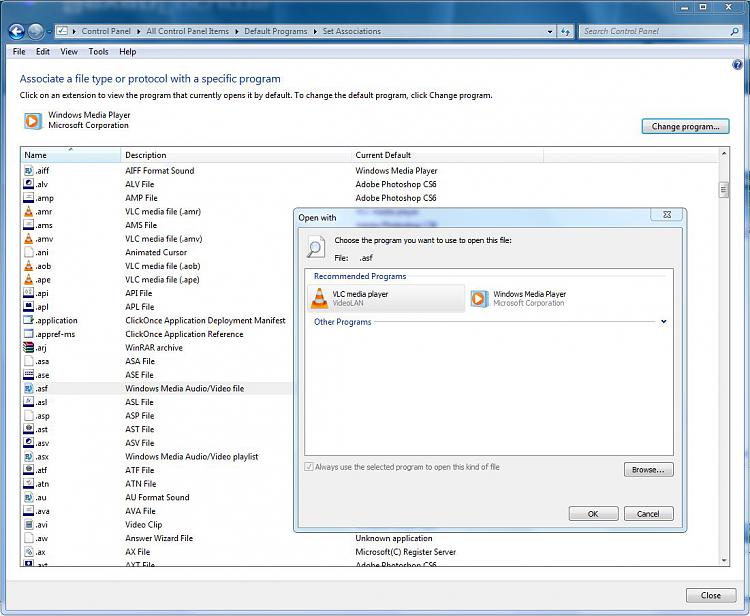 Default Programsassociate A File Type Or Protocol With A Program Bug Windows 7 Forums