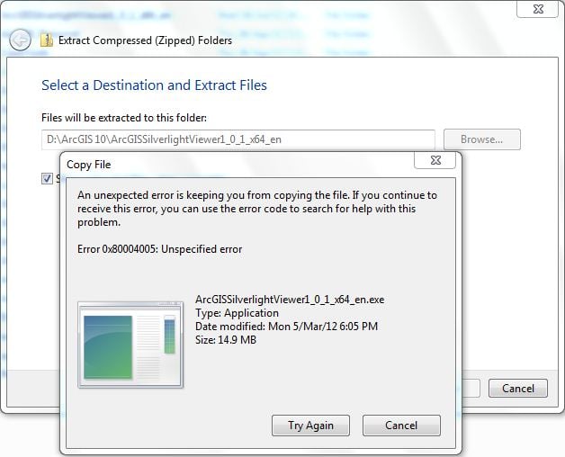Error 0x80004005 While Extracting Zip File Solved Windows 7 Forums