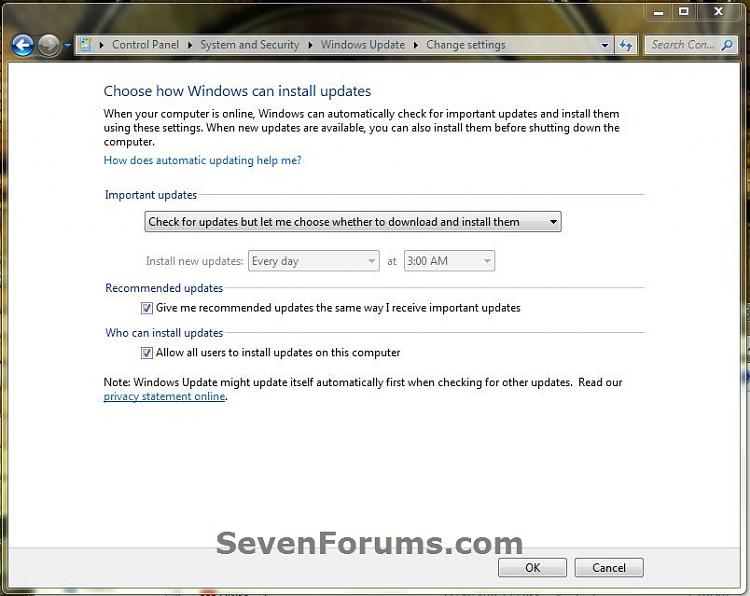 Windows Update Settings - Change - Windows 7 Help Forums Windows Update Settings - Change - Windows 7 Help Forums