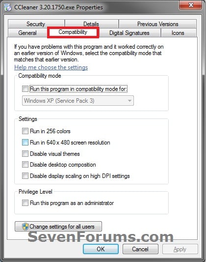 Compatibility Tab - Add or Remove from Properties | Tutorials Compatibility Tab - Add or Remove from Properties | Tutorials
