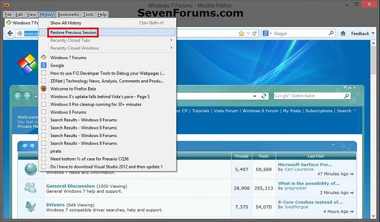 Firefox - Restore Previous Browsing Session | Tutorials Firefox - Restore Previous Browsing Session | Tutorials