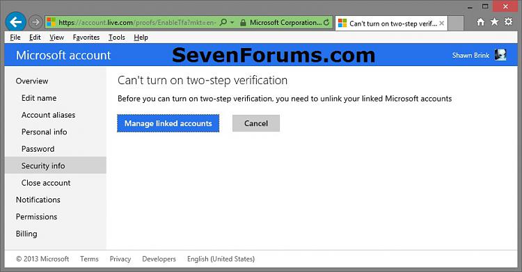 Microsoft Account Two Step Verification Turn On Or Off Tutorials