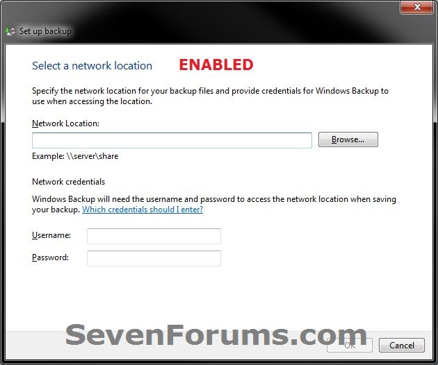 Backup To Network Location Enable Or Disable Tutorials